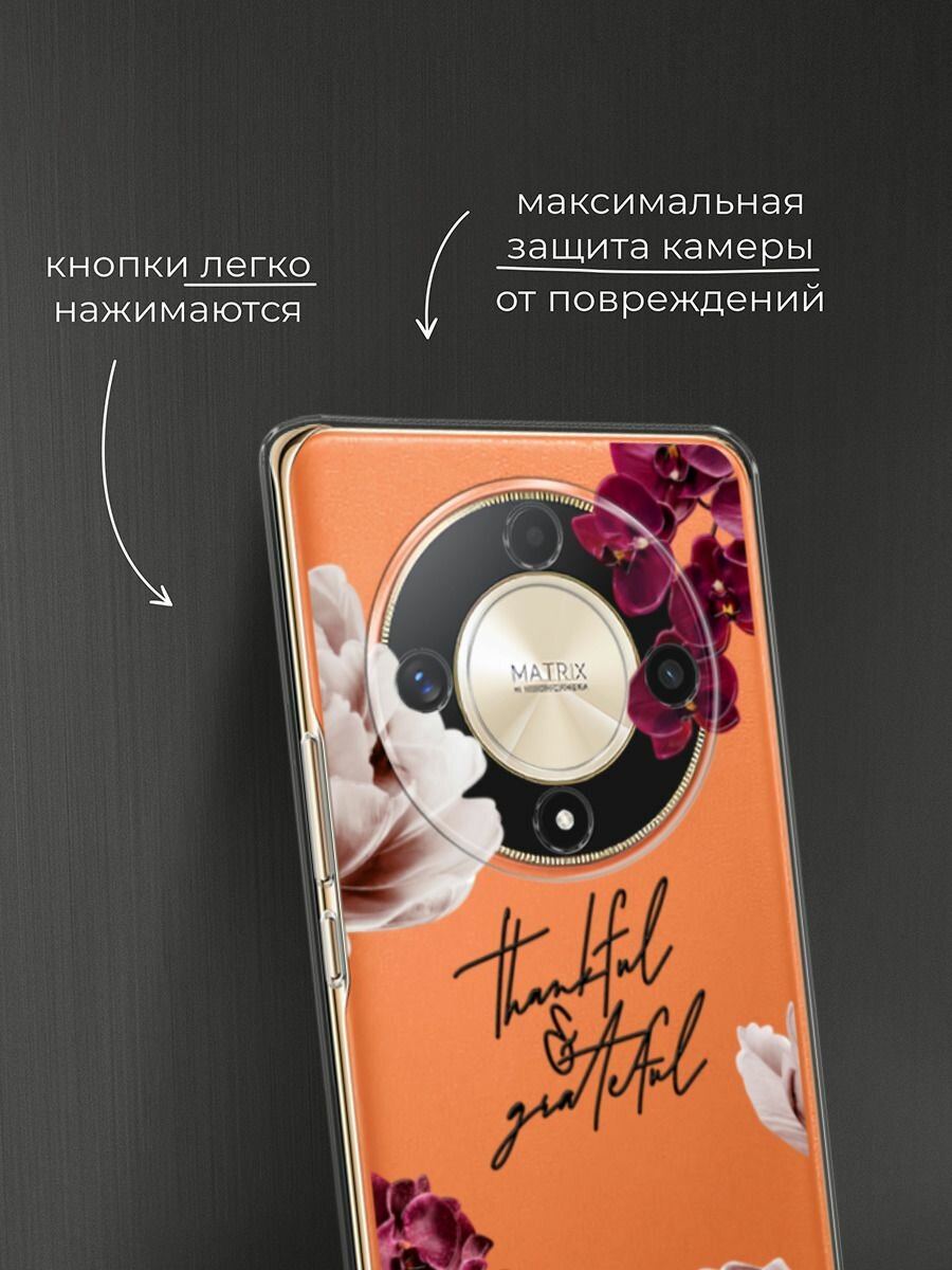 Чехол на Honor X9b / Хонор X9B с принтом "Надпись в цветах" — фото 1