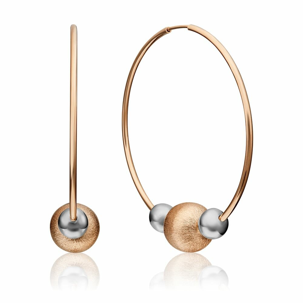 Серьги конго PLATINA, комбинированное золото, 585 проба, родирование