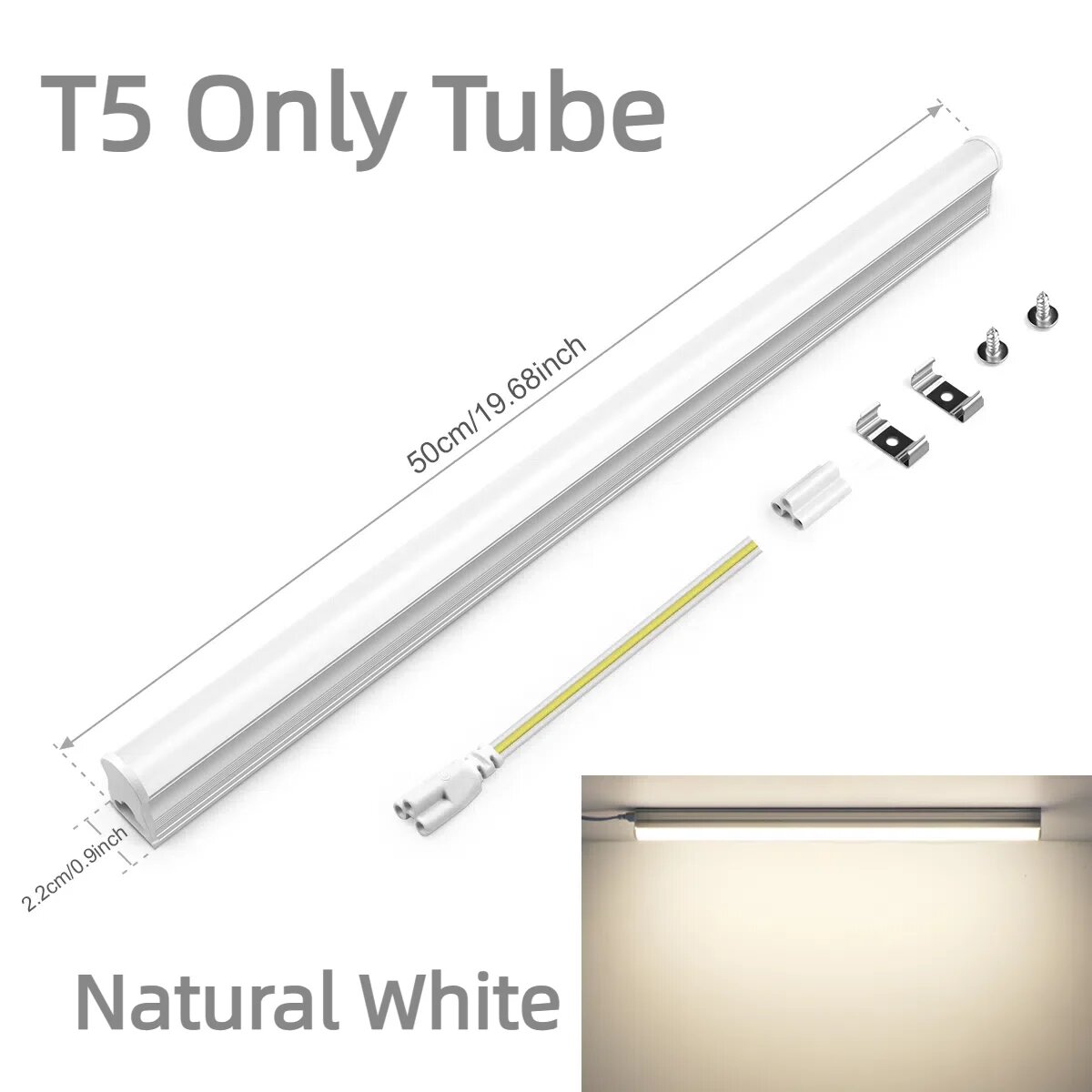 Gyarfas Светодиодная лампа-трубка T5/T8 50см 15/25Вт алюминиевый корпус T5 Natural White