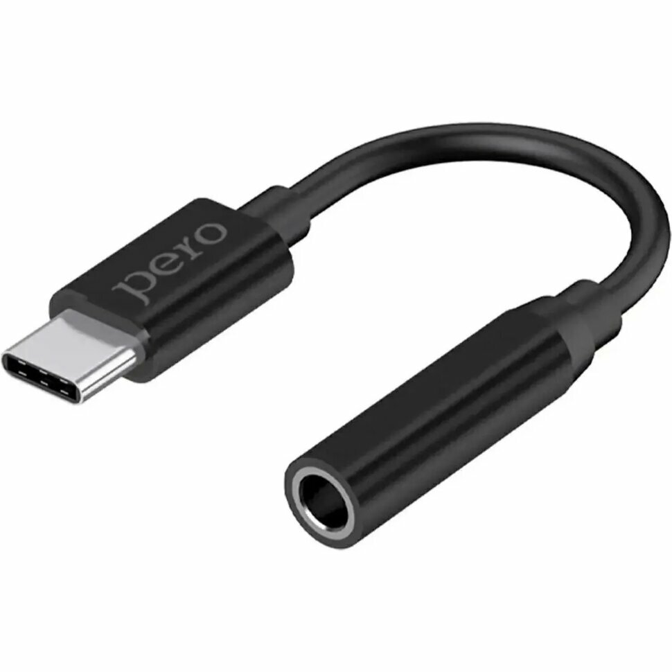 Адаптер PERO AD09 USB-C TO MINI JACK 3.5MM, черный, 2398715