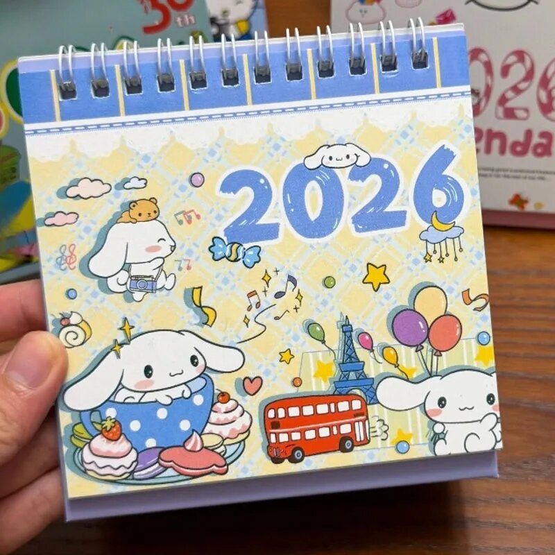Календарь Hello Kitty на 2026 год, настольный календарь Sanrio, милый мультяшный планировщик, ежедневное/ежемесячное расписание, канцелярские товары/канцелярские принадлежности