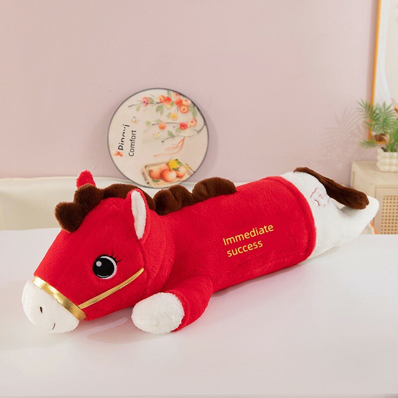 Плюшевая игрушка-талисман «Год Лошади», красная кукла-лошадь по знаку зодиака, плюшевая подушка для сна для мужчин и