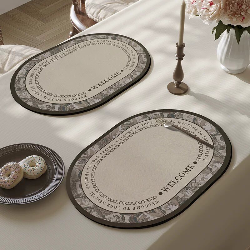 Коврик для стола, изолированный водонепроницаемый и маслостойкий, не требующий стирки, протираемый, овальный,