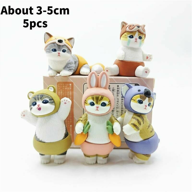 Фигурка catluck sandy animal dress up series cat in rabbit headgear, pvc, коллекционная, игрушка в слепом боксе