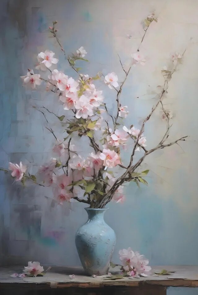 Цветочный букет, холст 40x60см, цвет 14, без рамы