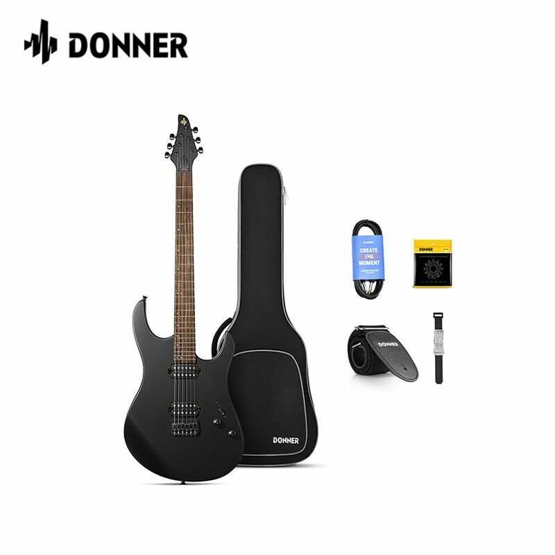 Donner DMT-100 Электрогитара с цельным корпусом, матовая отделка, 39-дюймовые металлические электрогитары, наборы для начинающих