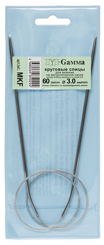 Спицы GAMMA круговые MKF металл d 3.0 мм 60 см с металлической леской