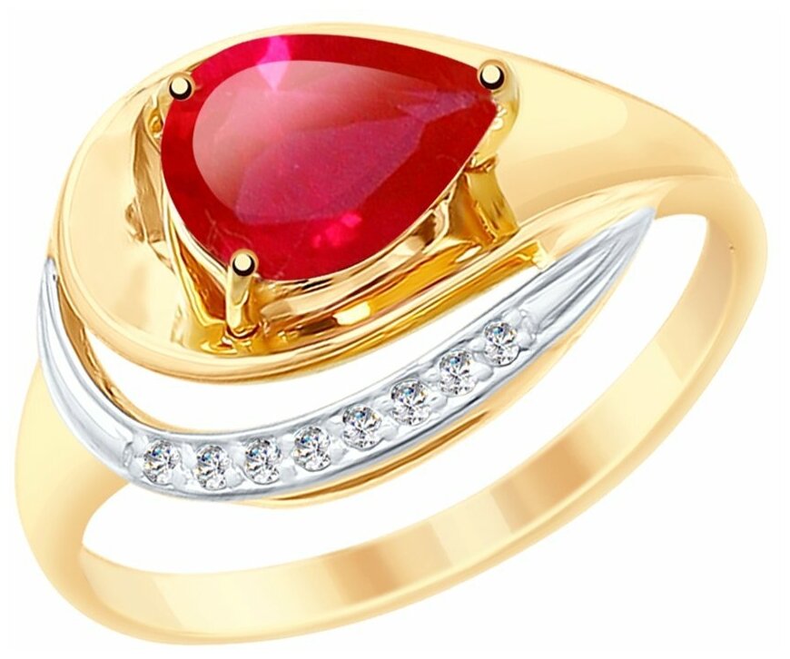 Кольцо SOKOLOV, красное золото, 585 проба, корунд