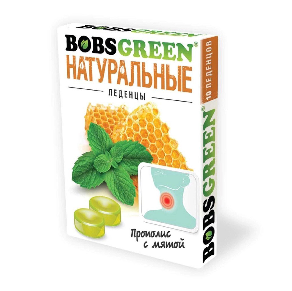 Карамель леденцовая Bobsgreen со вкусом прополиса с мятой, 10шт