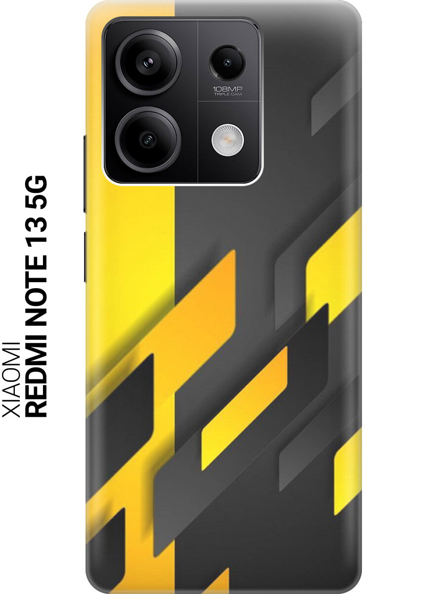 Силиконовый чехол на Xiaomi Redmi Note 13 5g / Сяоми Редми Ноут 13 5г с рисунком "Черно-желтая абстракция"