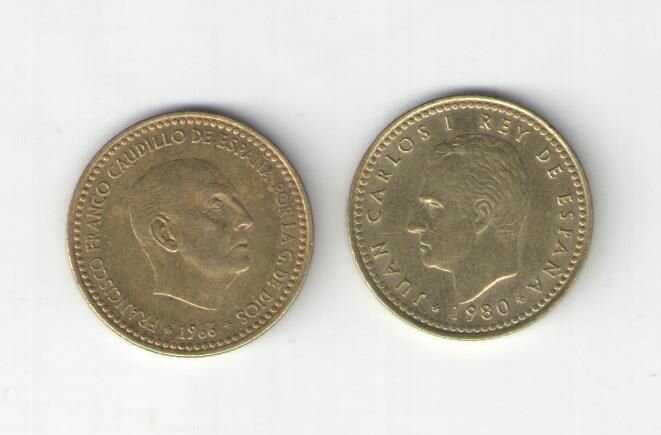 Набор из 2 монет Испании 1 песет 2 вида