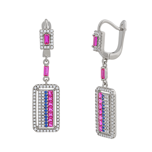 Серьги, серебро, 925 проба, фианит