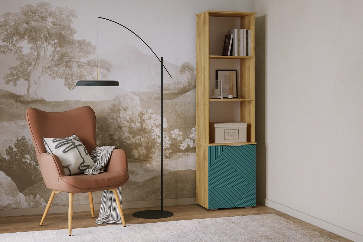 Стеллаж МебельЛэнд24 Салерно NEW 1 Аквамарин 50x36x190 синий