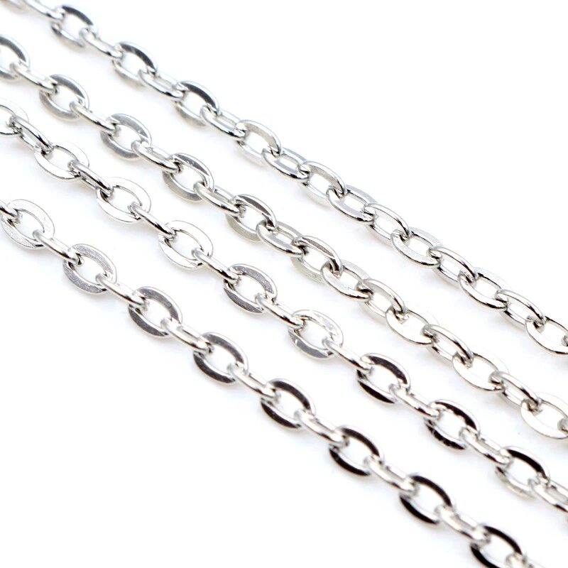 Позолоченные железные кабельные цепи для бижутерии 5 метров Серебряный, 4x3mm, Rhodium