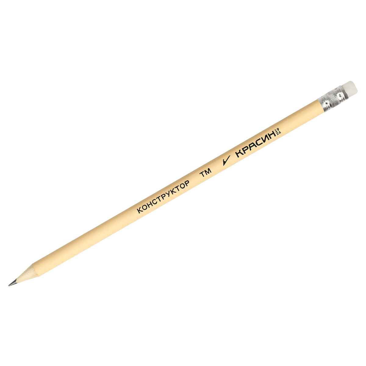 Чернографитный карандаш Красин "Конструктор", TM, HB, круглый, заточенный, с ластиком