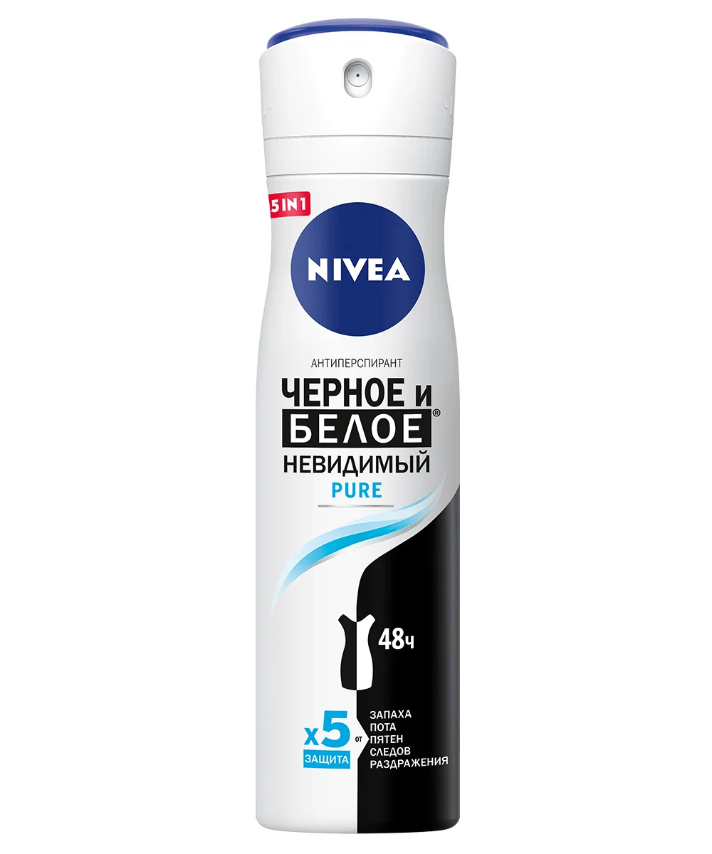 Nivea Антиперспирант Черное и Белое Невидимый Pure, спрей, 150 мл