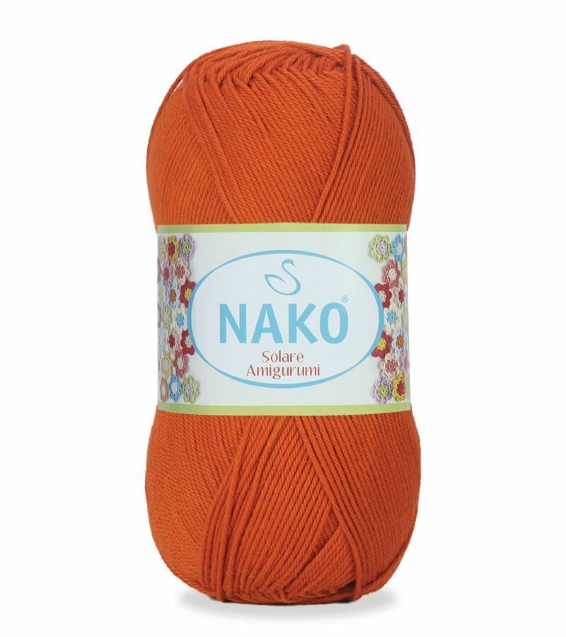 Пряжа NAKO Solare Amigurumi (Нако), терракот - 3411, 100% хлопок, 5 мотков, 100 г, 300 м.