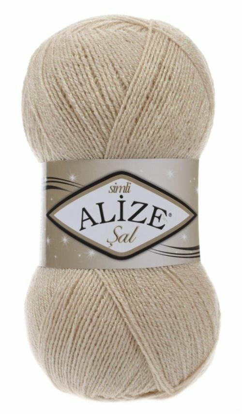Пряжа ALIZE SAL SIM, молочно-бежевый - 67, 95% акрил, 5% металик, 5 мотков, 100 г, 410 м.