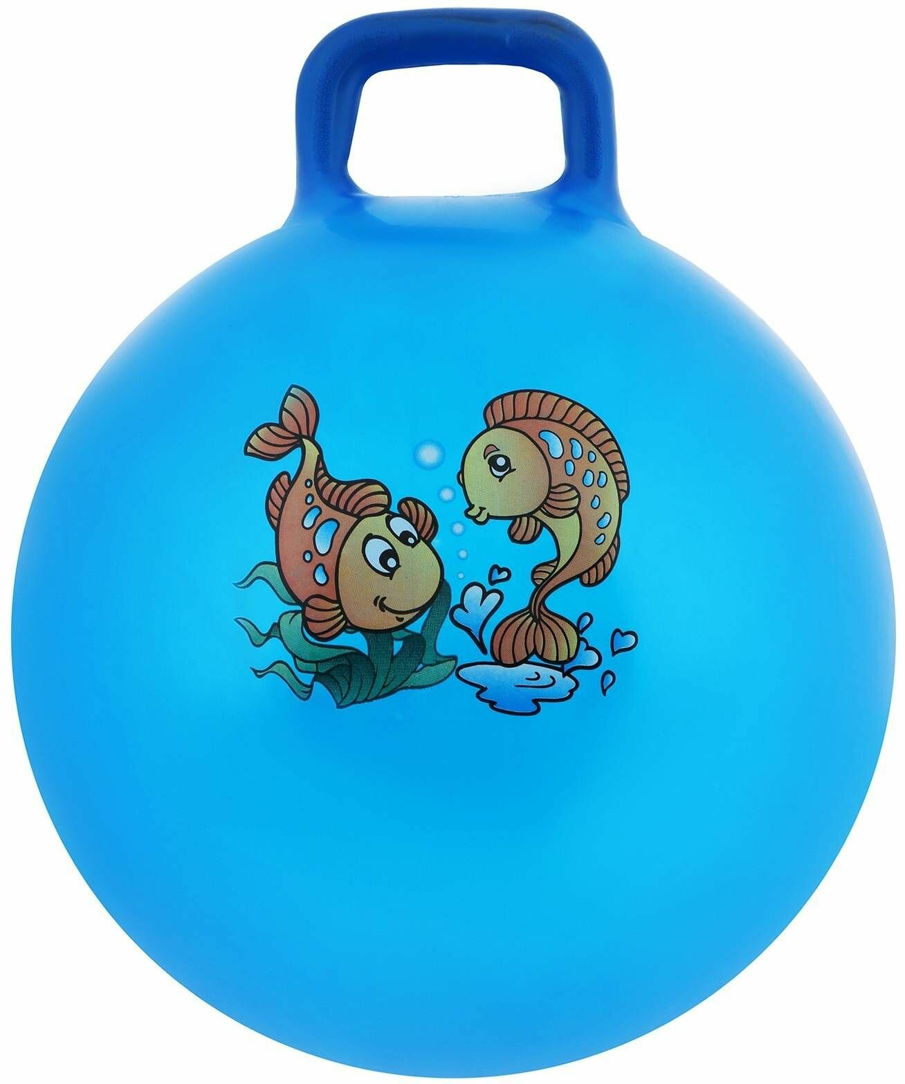 Мяч-прыгун с ручкой, развивающая игрушка-тренажер для подвижных игр, резиновый надувной попрыгун-фитбол, d 55 см, 420 г, цвета микс