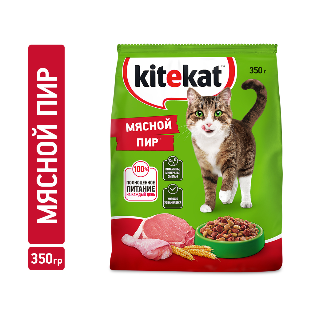 Корм сухой для кошек KITEKAT Мясной пир, 350г