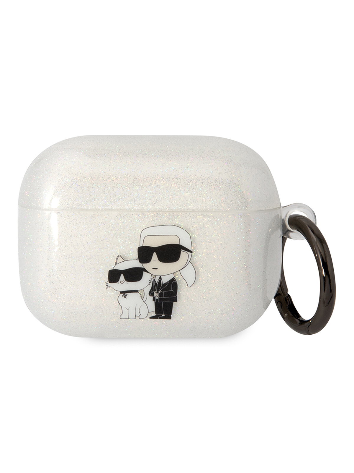 Lagerfeld для Airpods Pro чехол TPU Glitters with ring NFT Karl & Choupette Transparent