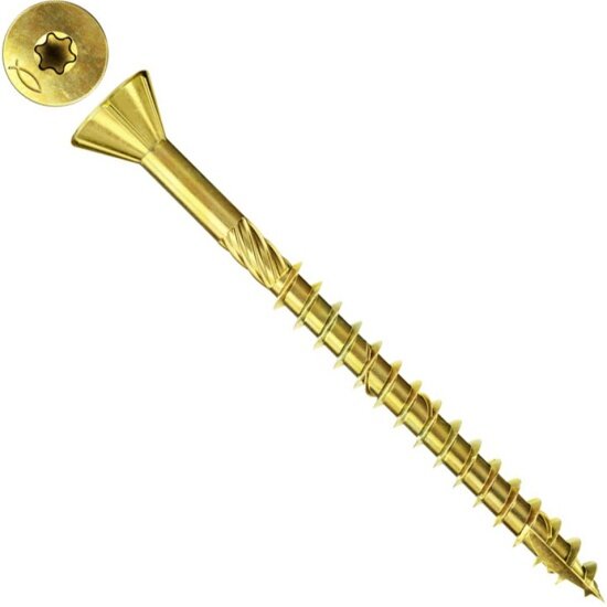 Шуруп Fischer_de FDF-ST 4,5х45 Torx потай специальный для крепления МДФ желтый цинк (упак. 200шт)