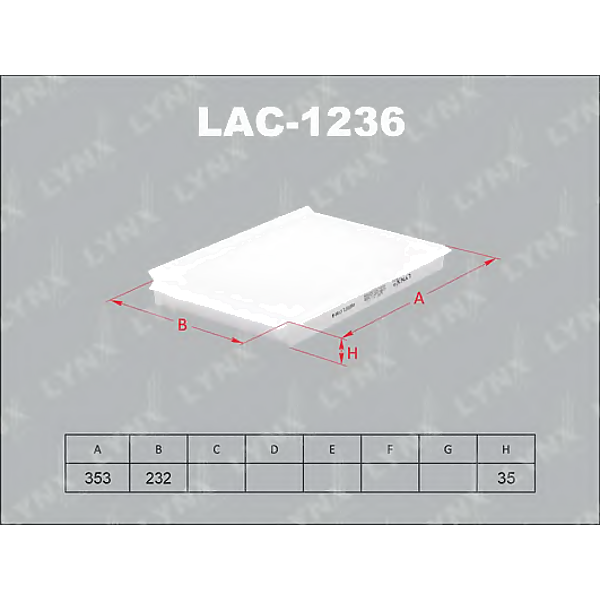 LYNXAUTO lac-1236 (10930641 / 111659595 / 1654) фильтр салонный mb Sprinter (Спринтер) 06