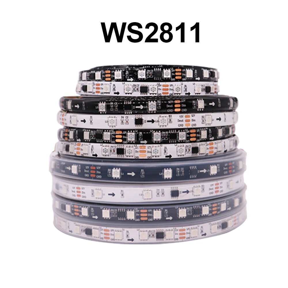 WS2811 RGB светодиодная лента, White PCB, 5M, 30 IP30