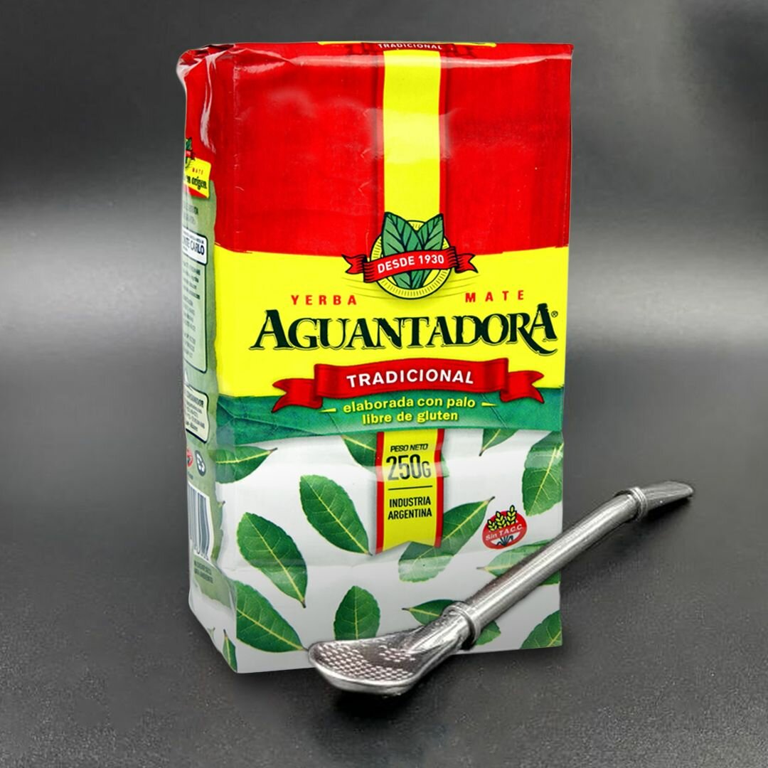 Набор чай мате Aguantadora Tradicional, 250 грамм + бомбилья