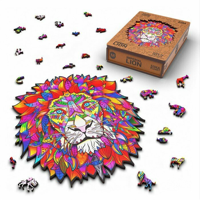 Пазл Sima-land "Imperial Lion", фигурный деревянный, 22х26 см, 183 элемента