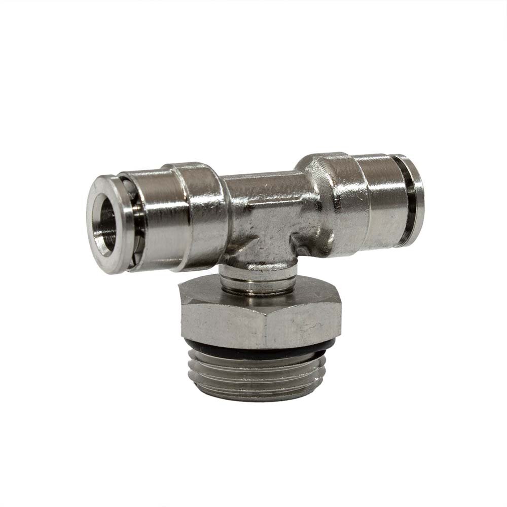 Пневмофитинг цанговый T-образный Cn-T3/8M-6 для полиуретановых и рильсановых трубок, Арт. 5727