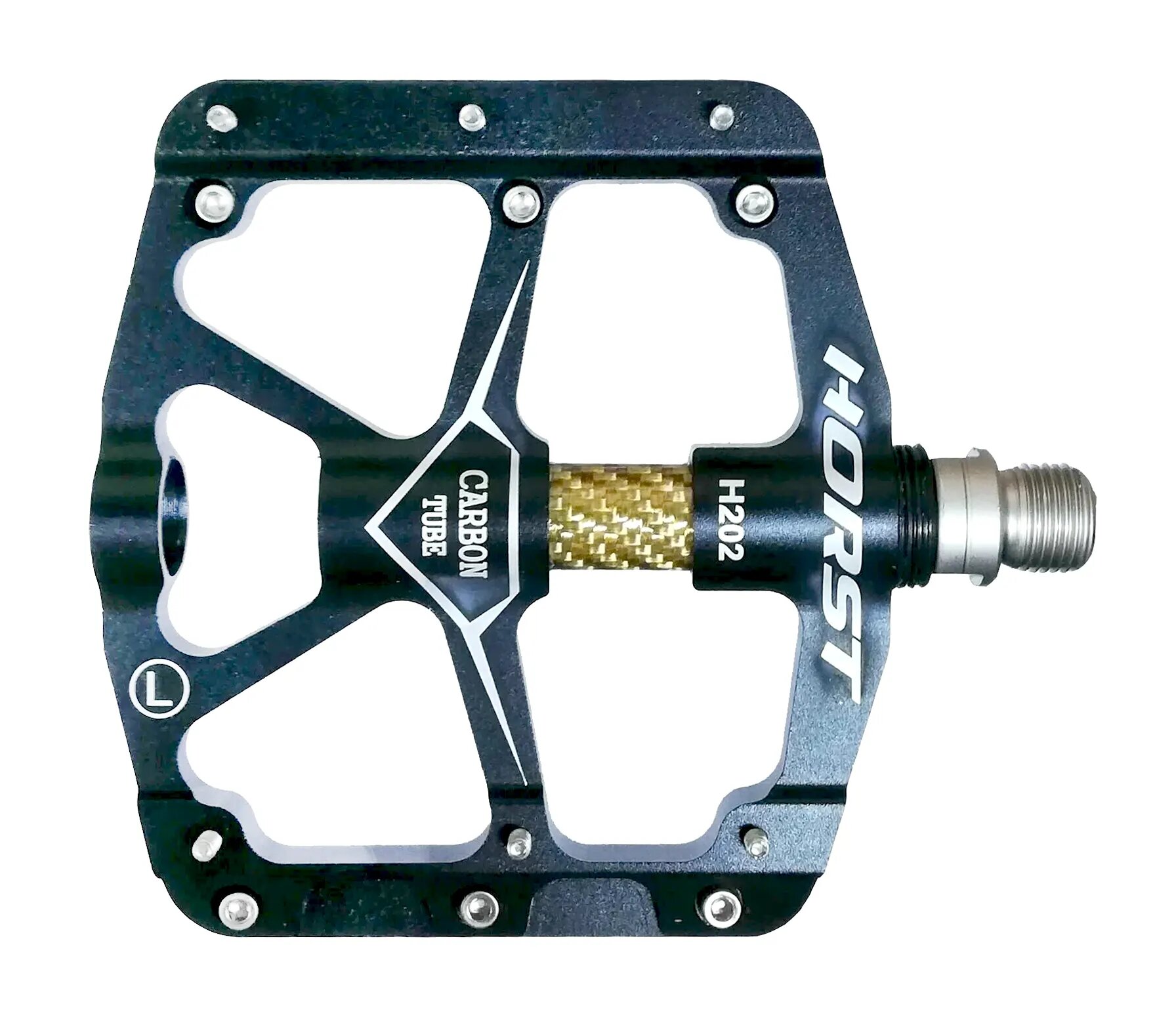 Педали Horst H200, алюминий, ось Cr-Mo+CARBON с 1 промподш.+1 DU. 99x101x11мм, 300г