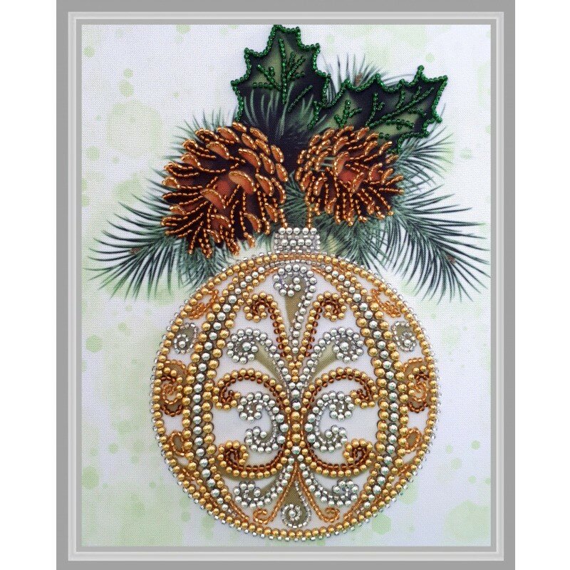 Набор для вышивания Larkes #Н4191 Новогодние игрушки 5, Вышивка бисером, 17 х 22 см