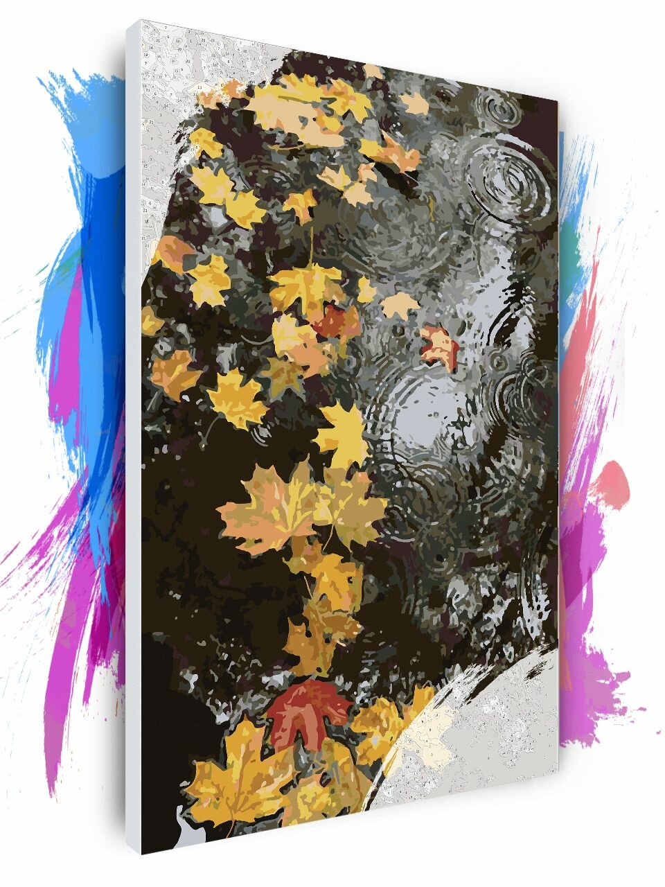 Картина по номерам на холсте Листья клена в луже, 70 х 90 см