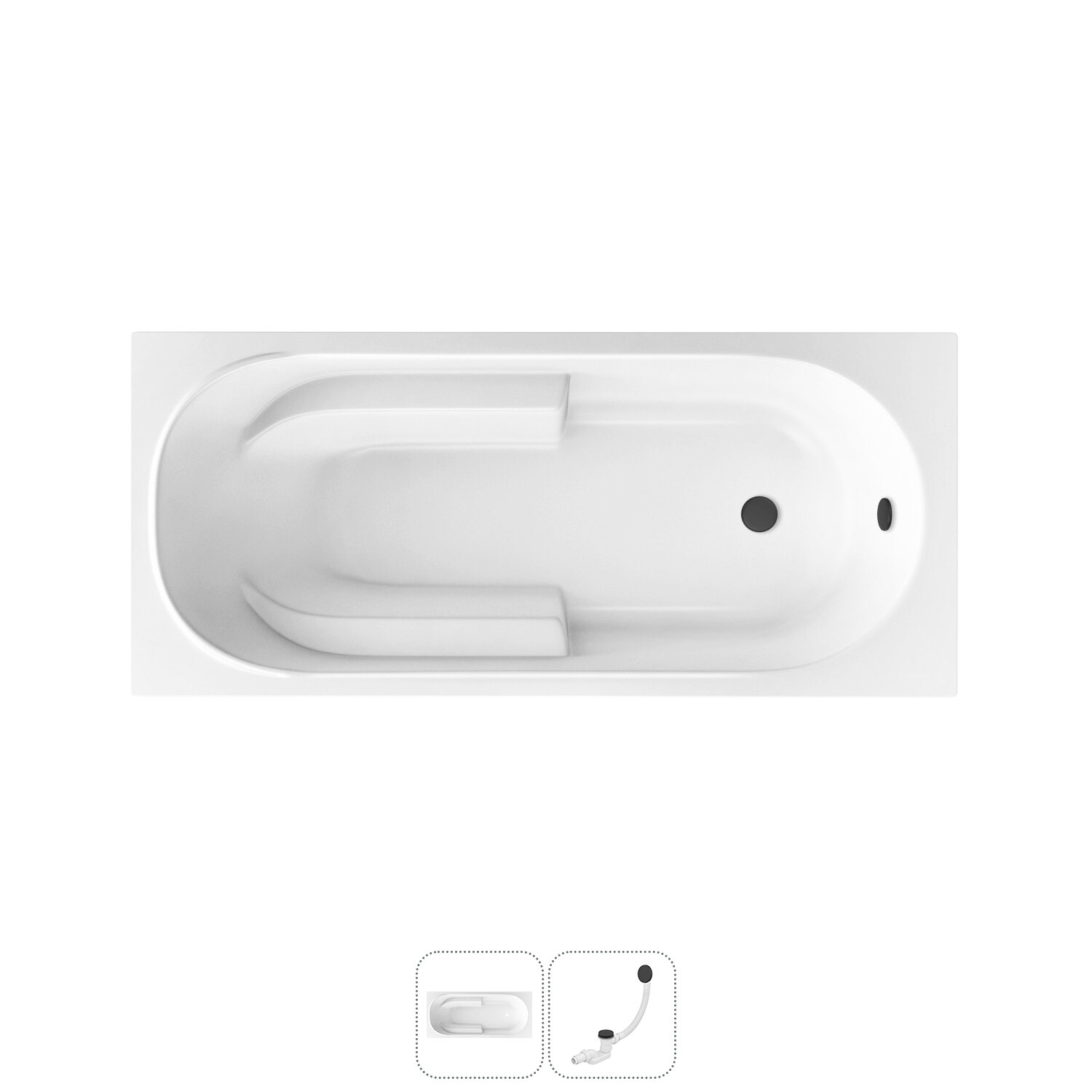 Акриловая ванна 160x75 Lavinia Boho Bristol 202010822 в наборе 2 в 1: прямоугольная ванна 160 x 75 см, слив-перелив