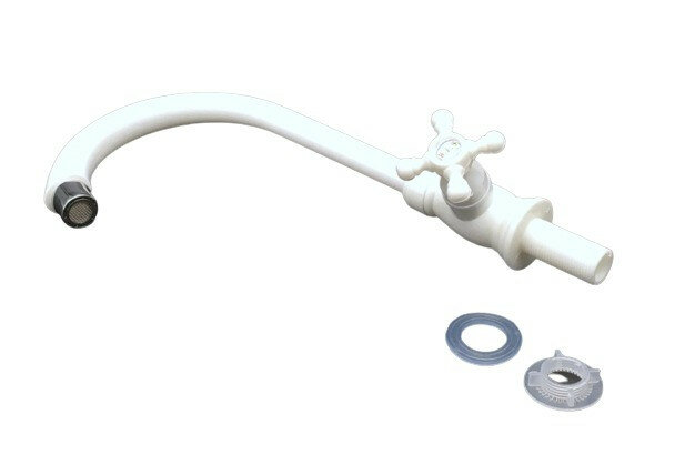 Смеситель моно пластиковый белый для одной воды 1/2