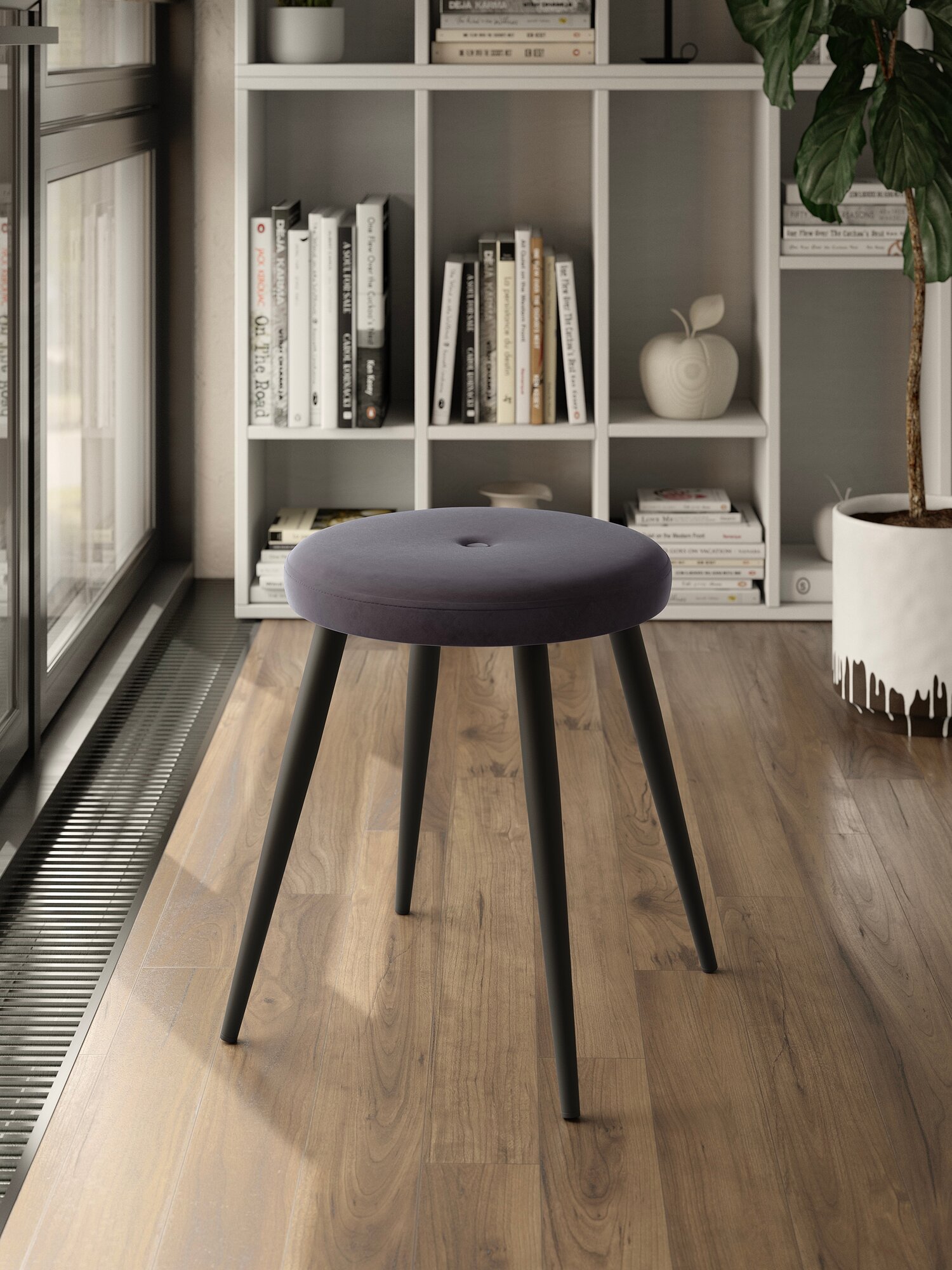 Табурет для кухни мягкий велюр коричневый лофт для дома, современный дизайн для квартиры и дома