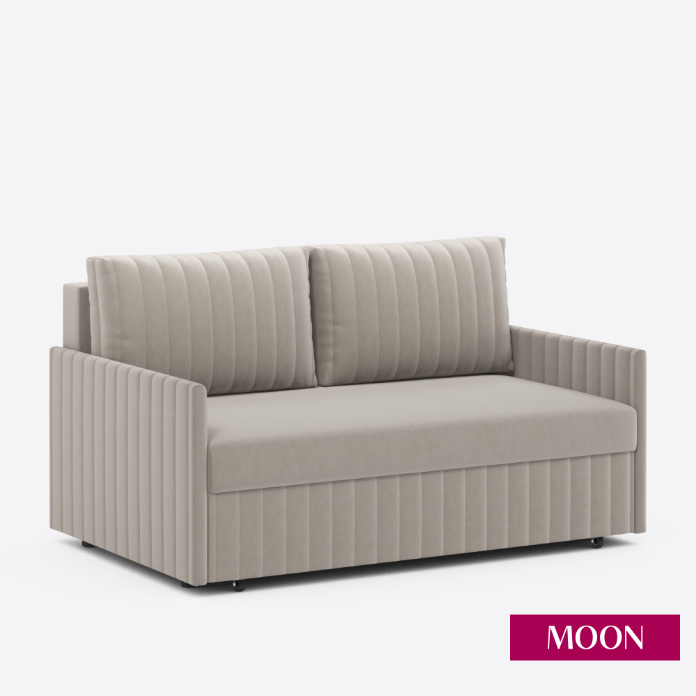 Диван-кровать прямой, раскладной форвард MOON FAMILY 191, бежевый, 151х101х88 Эксклюзивная пена UniqFoam.