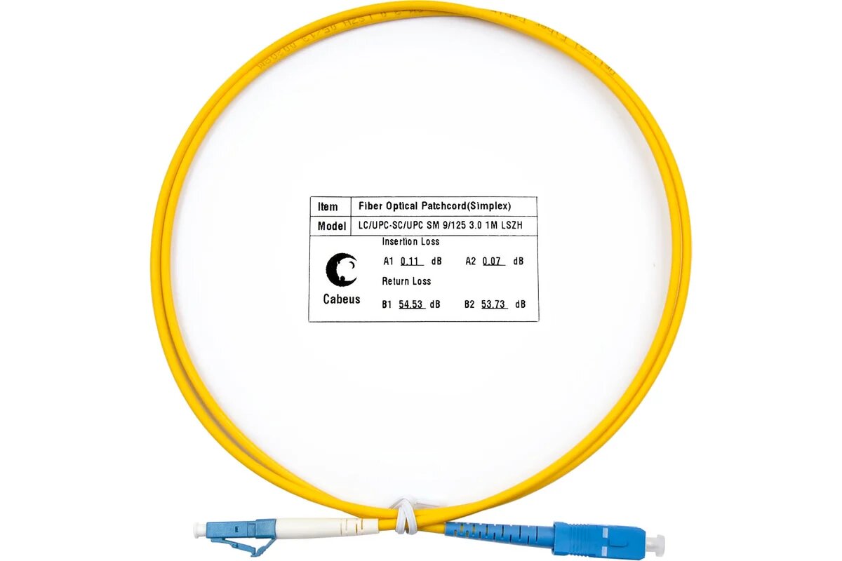 Cabeus оптический шнур simplex LC-SC 9/125, длина 1 м LSZH FOP(s)-9-LC-SC-1m