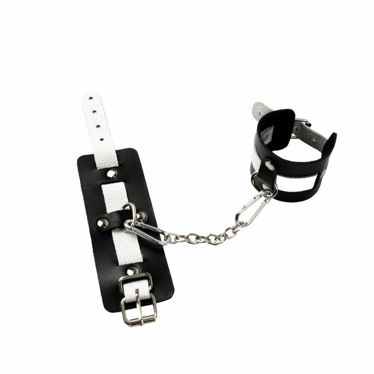 Черно-белые кожаные оковы, черный с белым, натуральная кожа, Унисекс, BDSM, садо-мазо товары