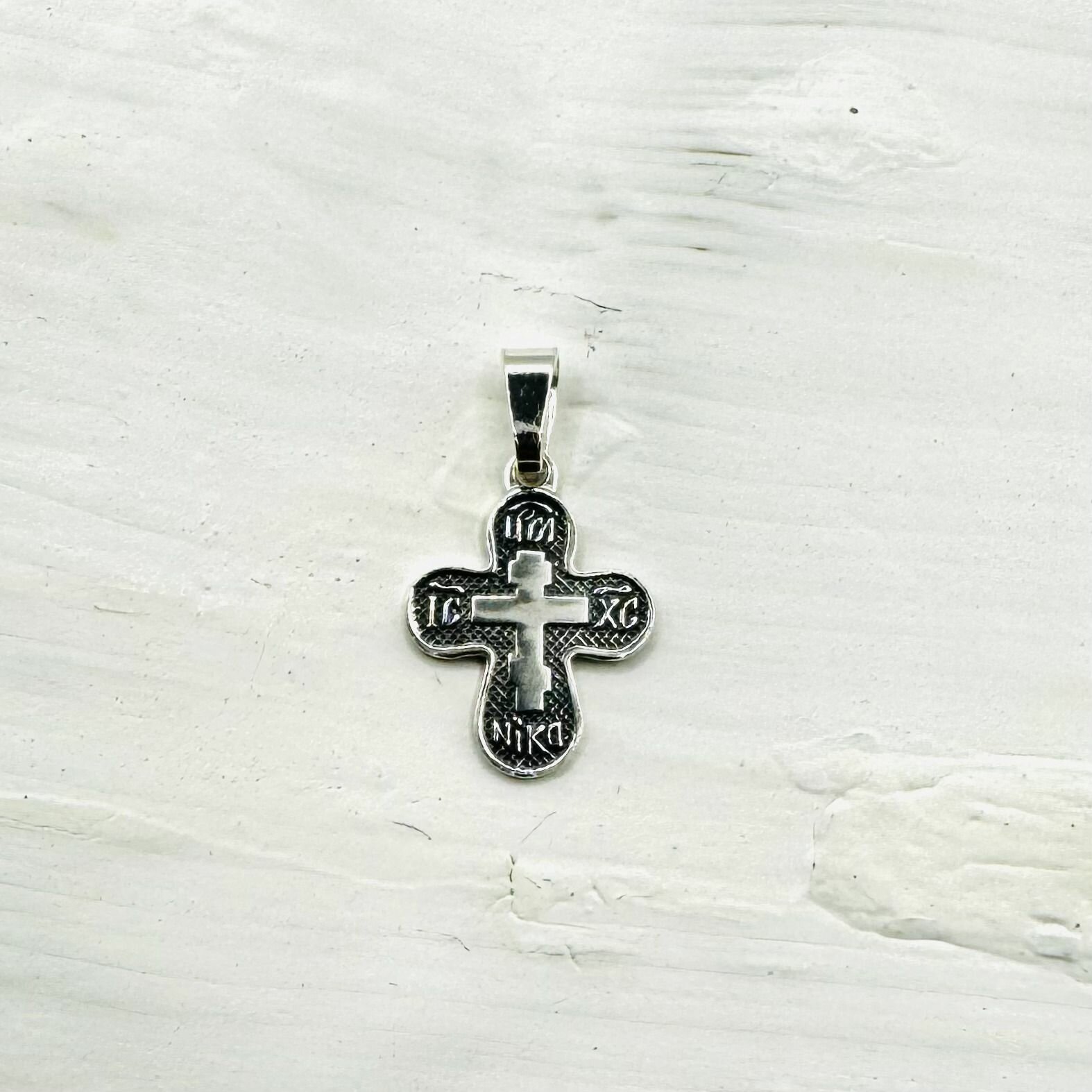 Крестик, серебро, 925 проба, чернение