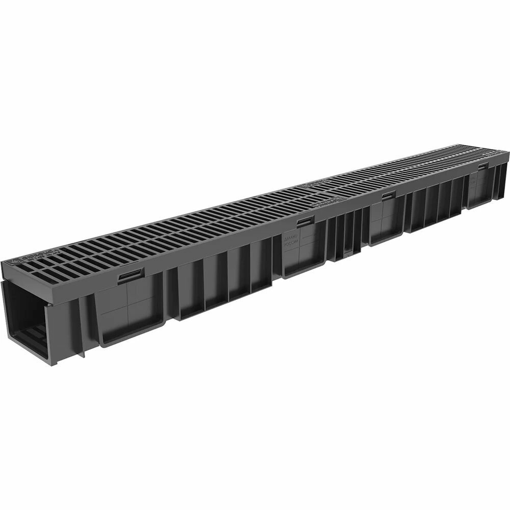 Лоток пластиковый Gidrolica Light h96 с решеткой пластиковой класса а15, для углового соединения