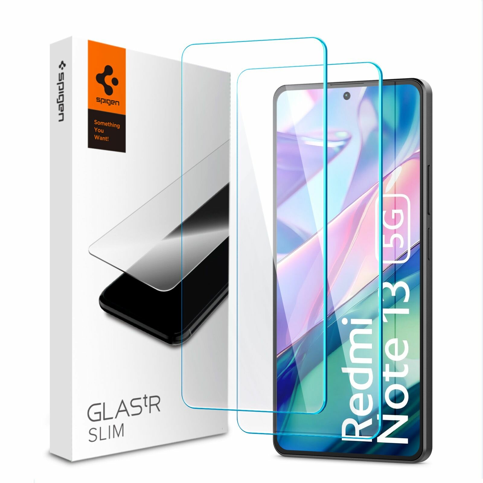 Защитное стекло SPIGEN для Xiaomi Redmi Note 13 5G GLAS.tR Slim Прозрачный 2 шт AGL08294