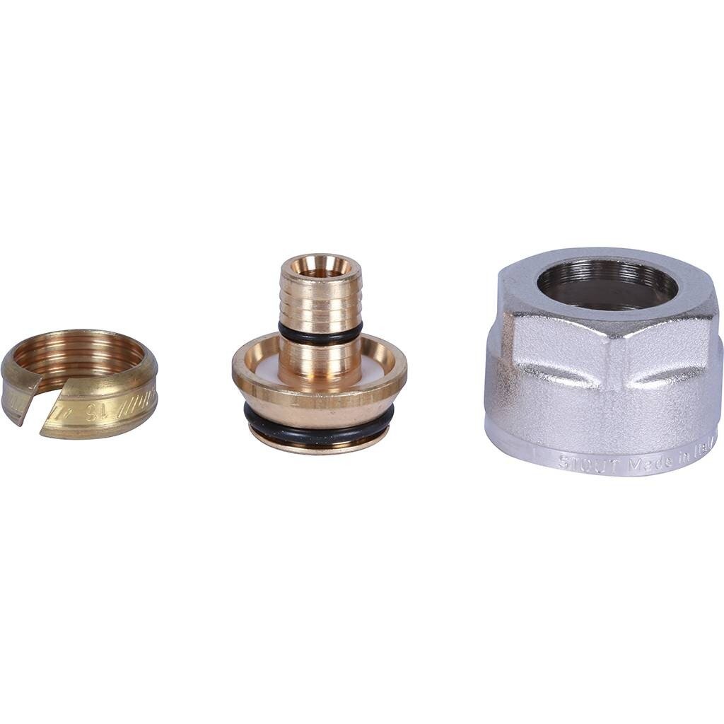 Евроконус STOUT 16*2,6х3/4" под обжим, латунь, для сшитого полиэтилена, SFC-0026-162634