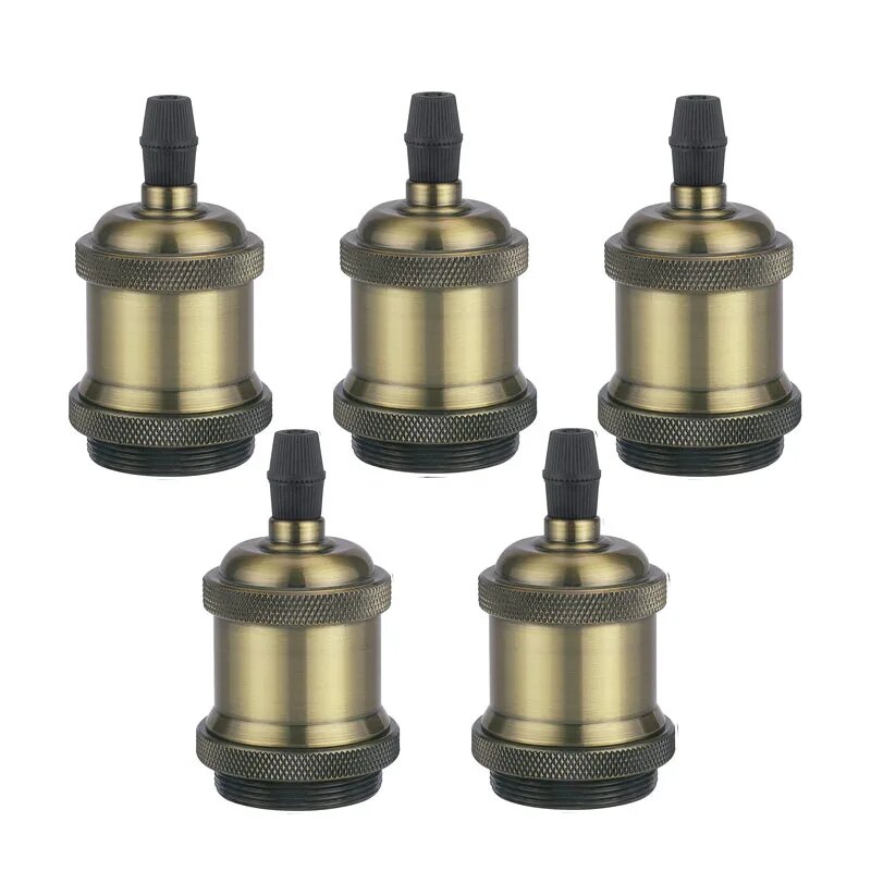 5 шт. патрон для лампы E26 E27 винтажный алюминиевый 220В green