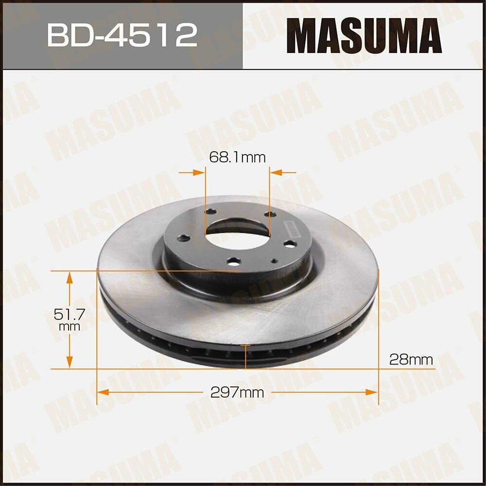 Диск тормозной передний MAZDA CX-5 MASUMA BD-4512