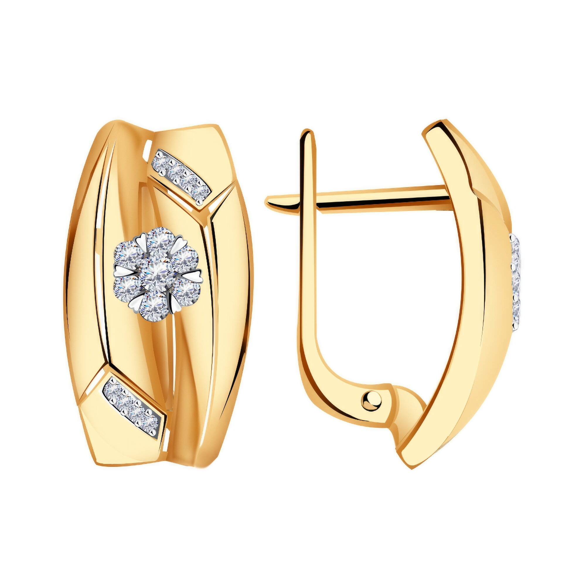 Серьги, красное золото, 585 проба, бриллиант