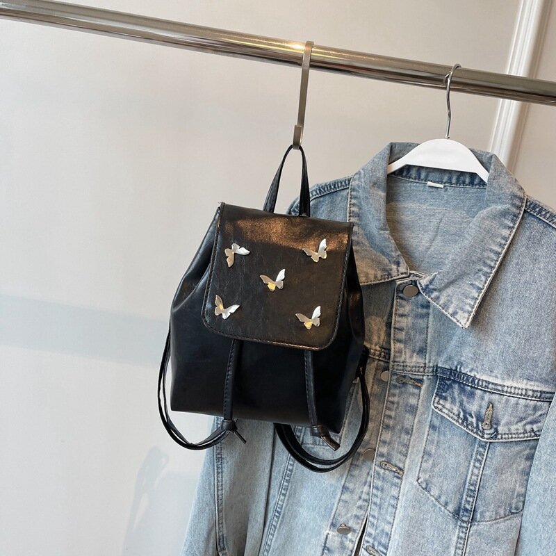 Рюкзак "Бабочка", черный, корейский, женский