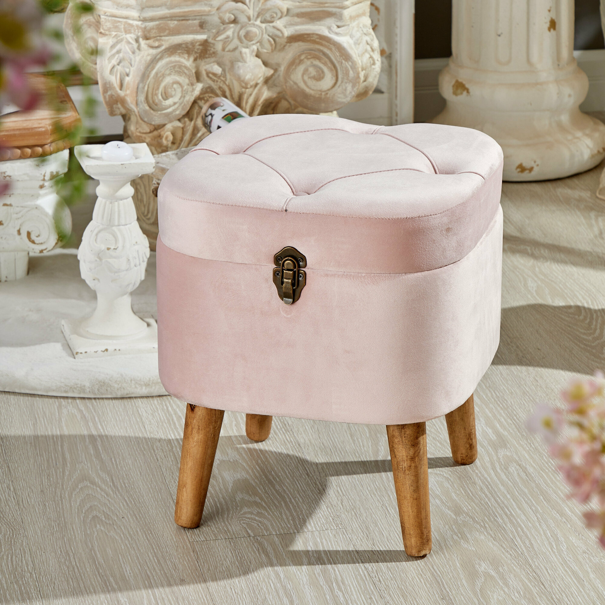 49-229B Пуф с крышкой 38х35х45см, МДФ, дерево, ткань, поролон, металл, Glasar