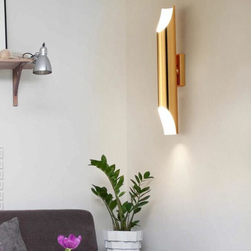 Современное алюминиевое изголовье кровати, настенный светильник в форме факела, золото, 40 см, теплый свет